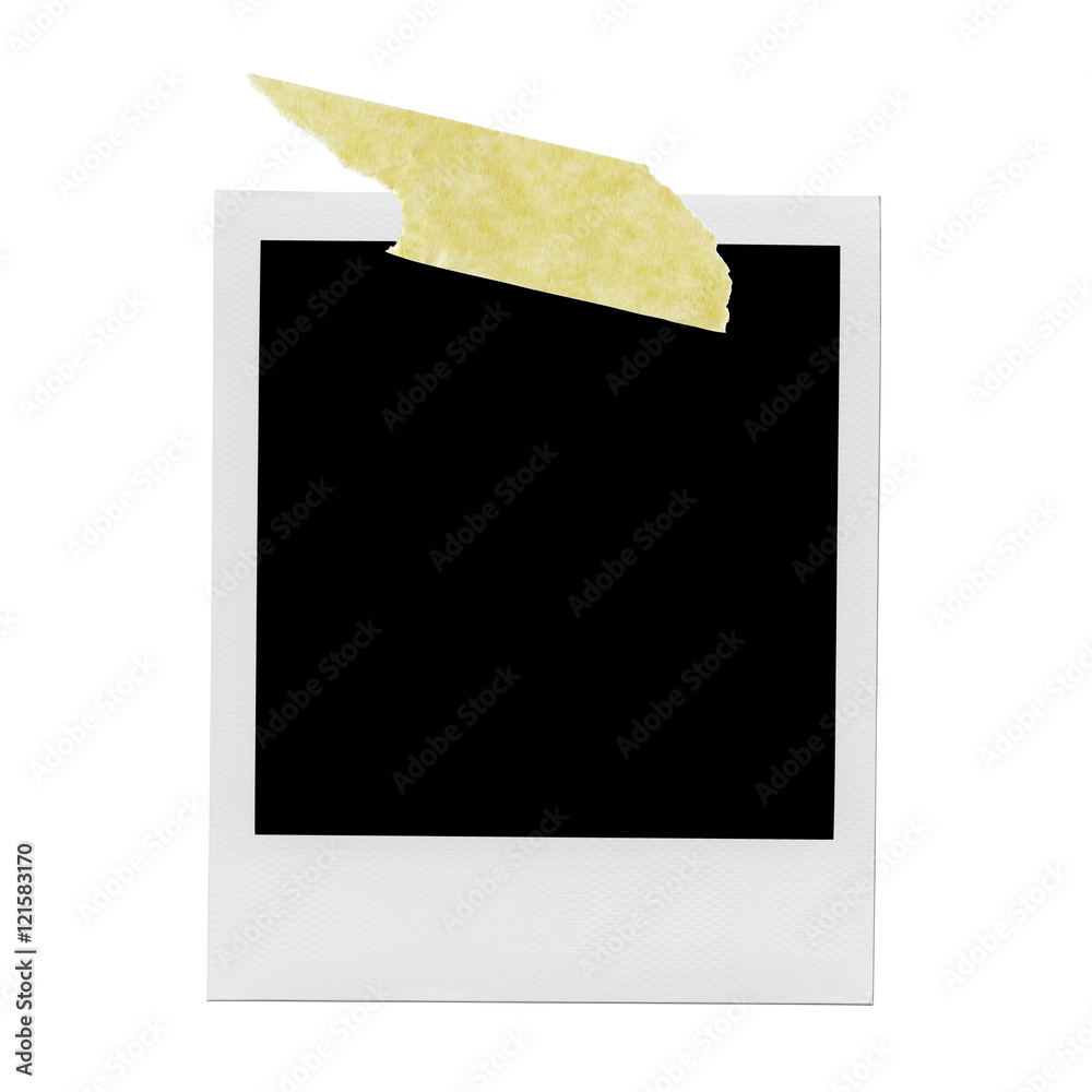Blank polaroid photo frame with yellow tape. Stock Photo | Adobe Stock