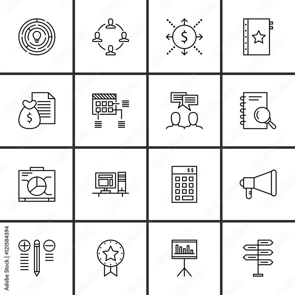 Set Of Project Management Icons On Graph, Investment, Quality ...