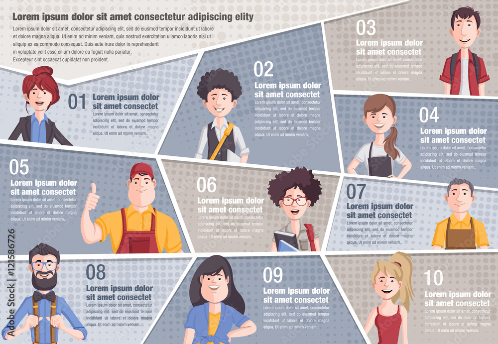 Vector brochure backgrounds with cartoon people. Infographic template ...