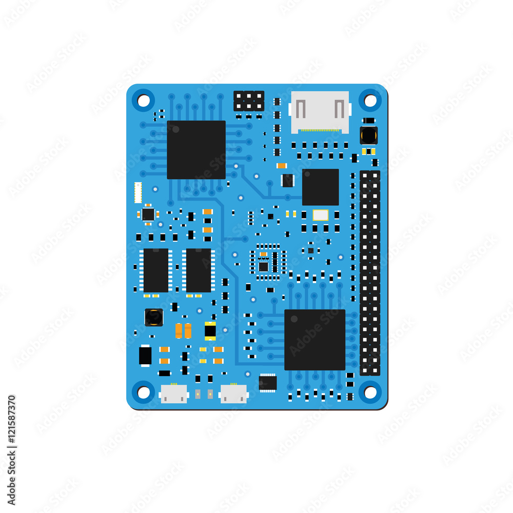 DIY electronic blue high end board with a microcontroller Stock Vector ...