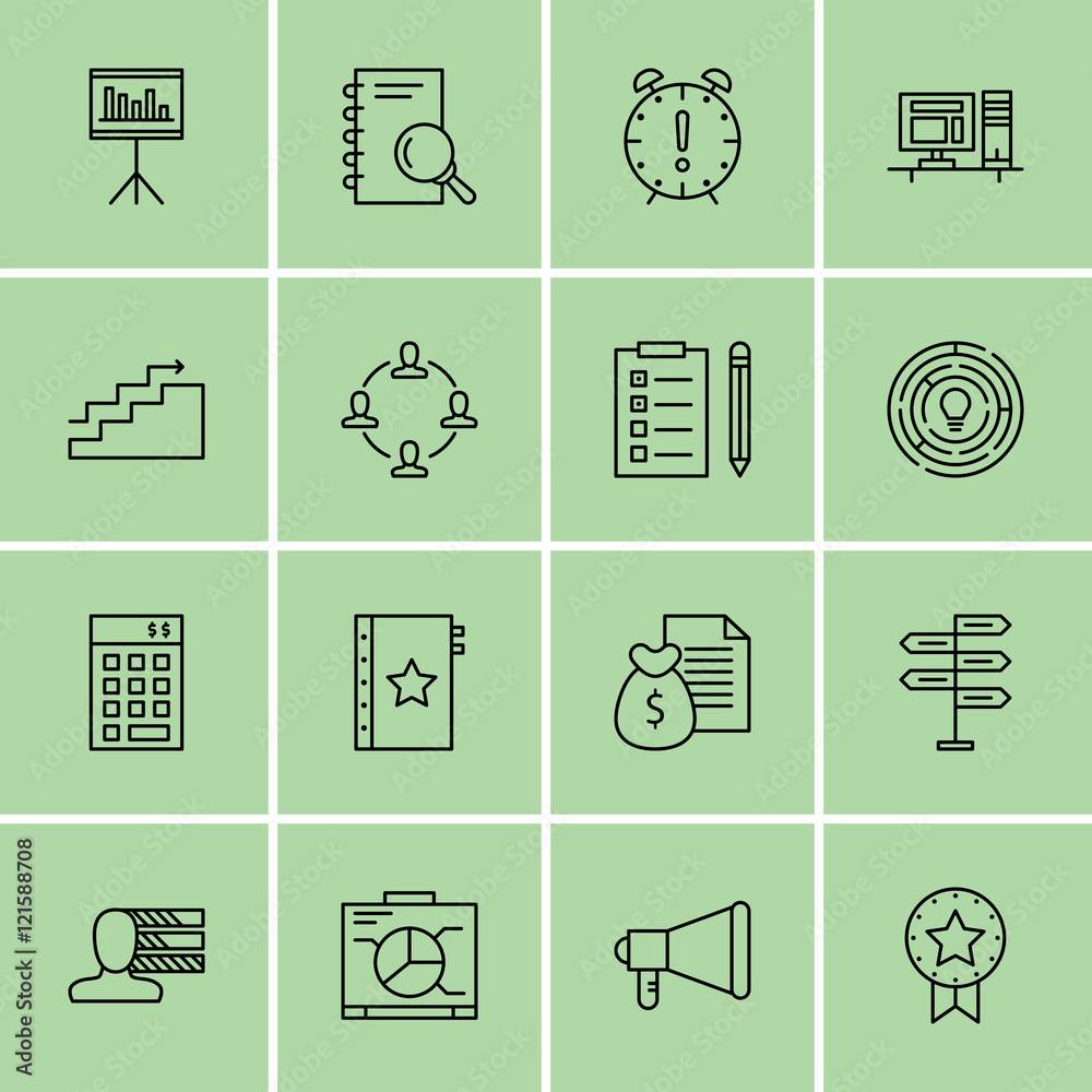Set Of Project Management Icons On Research, Promotion, Decision Making ...