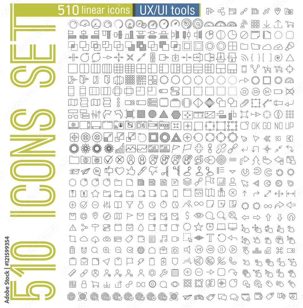 Great exclusive vector linear icons collection for infographics, UX UI ...