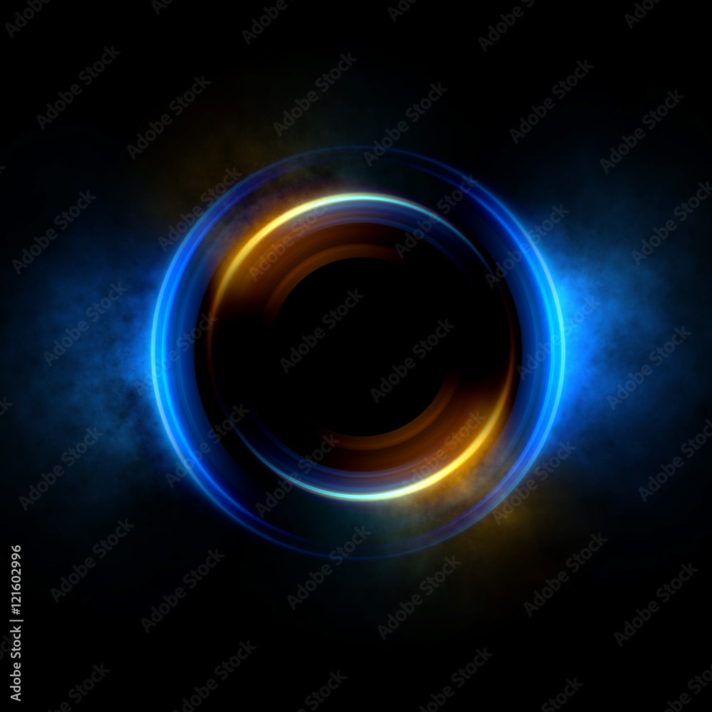 Abstract ring background with luminous swirling backdrop. Glowing ...