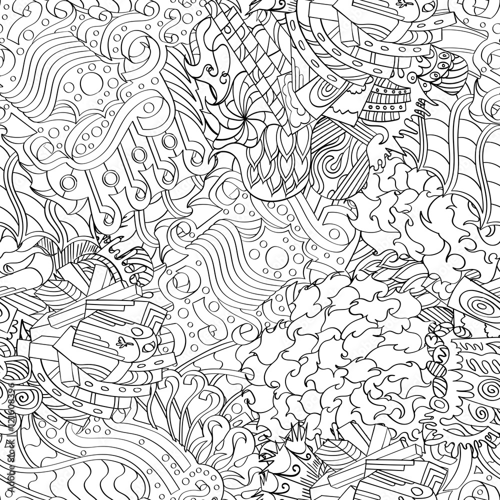 Tracery seamless calming pattern. Mehndi design. Ethnic colorful doodle ...