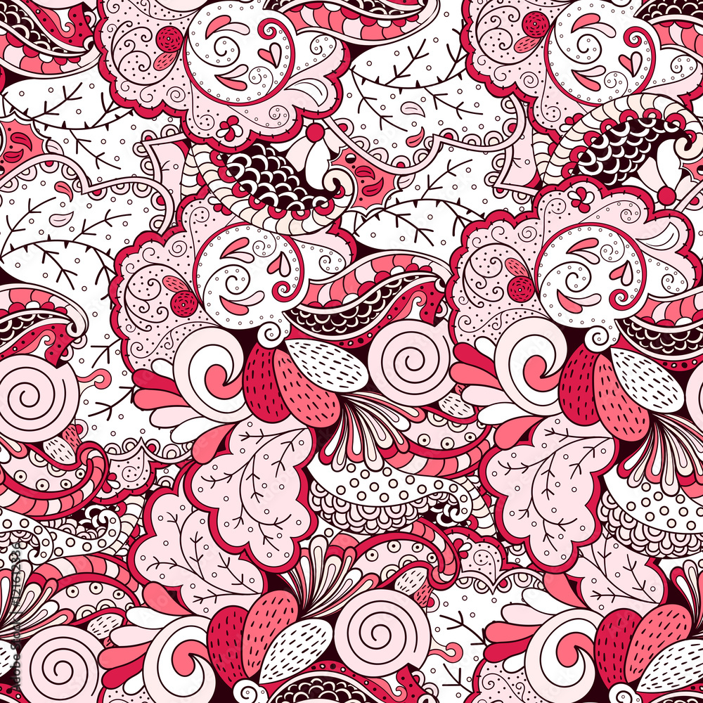 Tracery seamless calming pattern. Mehndi design. Ethnic colorful doodle ...