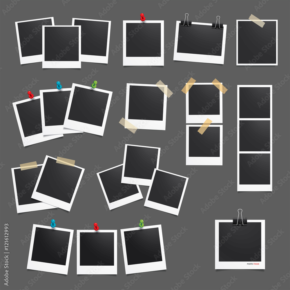 Vector photo frame.Set of realistic paper photograph. Stock Vector ...