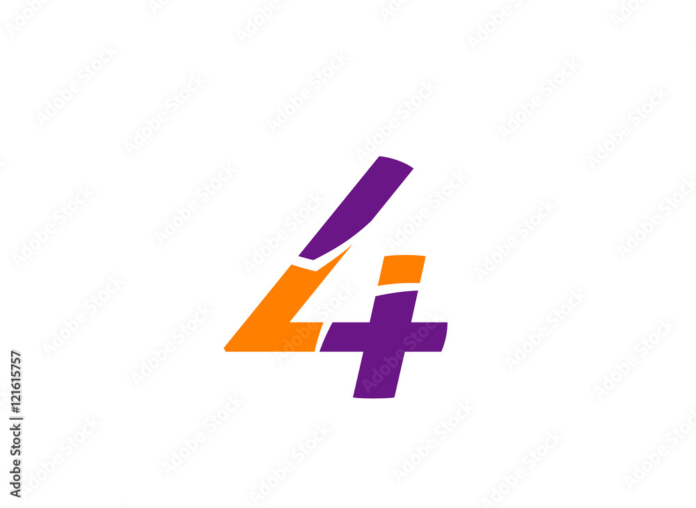 Number logo design.Number four logo.Logo 4 vector template Stock Vector ...