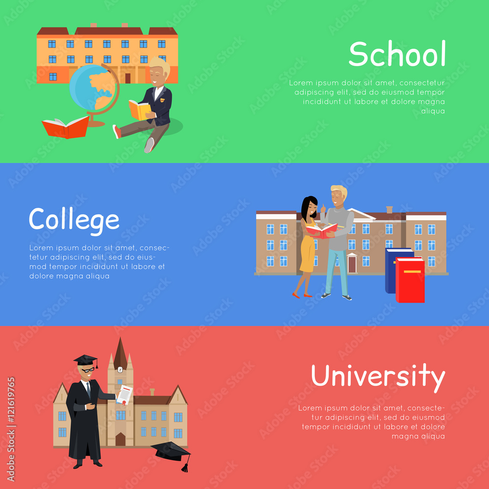 Set of Banners School College University. Vector Stock Vector | Adobe Stock