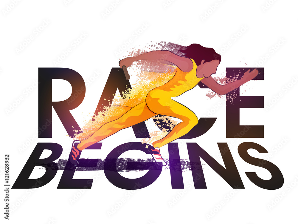 Race Begins, Poster, Banner or Flyer with Runner. Stock Vector | Adobe ...