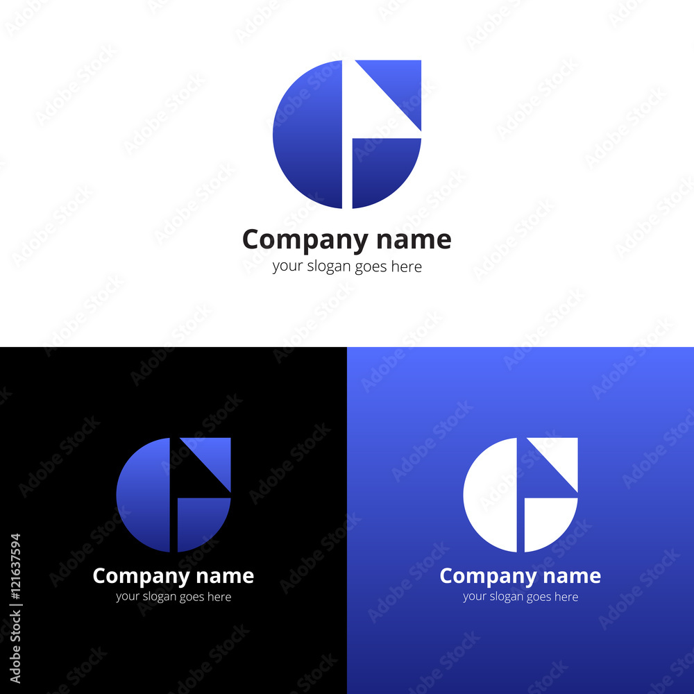 Letter G logo icon flat and vector design template. Trend light blue ...