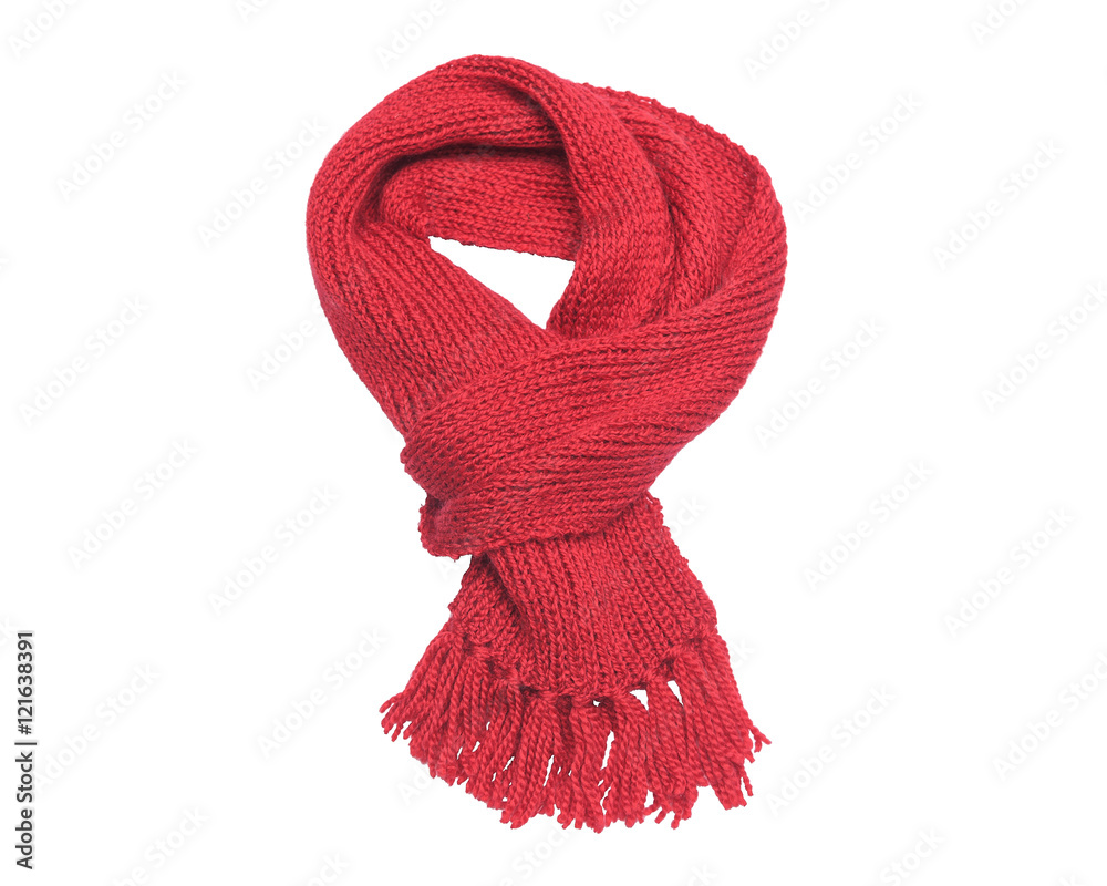 Red scarf on a white background. 스톡 사진 | Adobe Stock