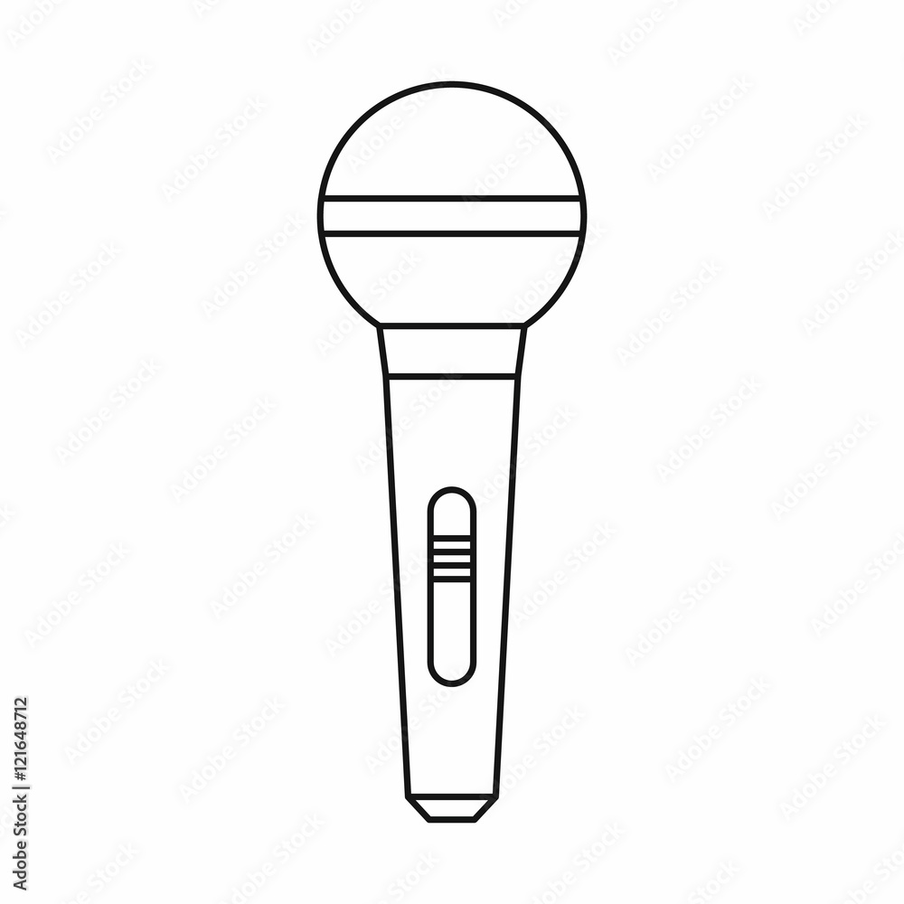 Wireless microphone icon in outline style on a white background Stock ...