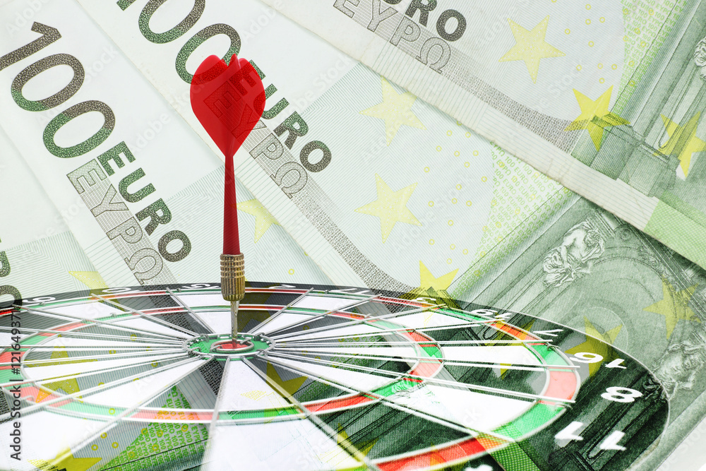 target dart with arrow with EURO money background , business strategy ...