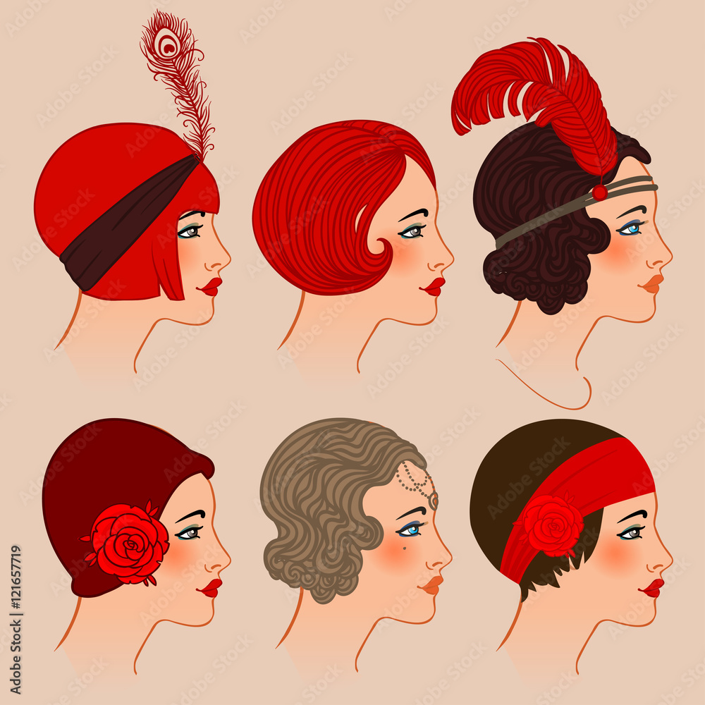 Flapper girl: Retro party invitation design template. Vector ill Stock ...