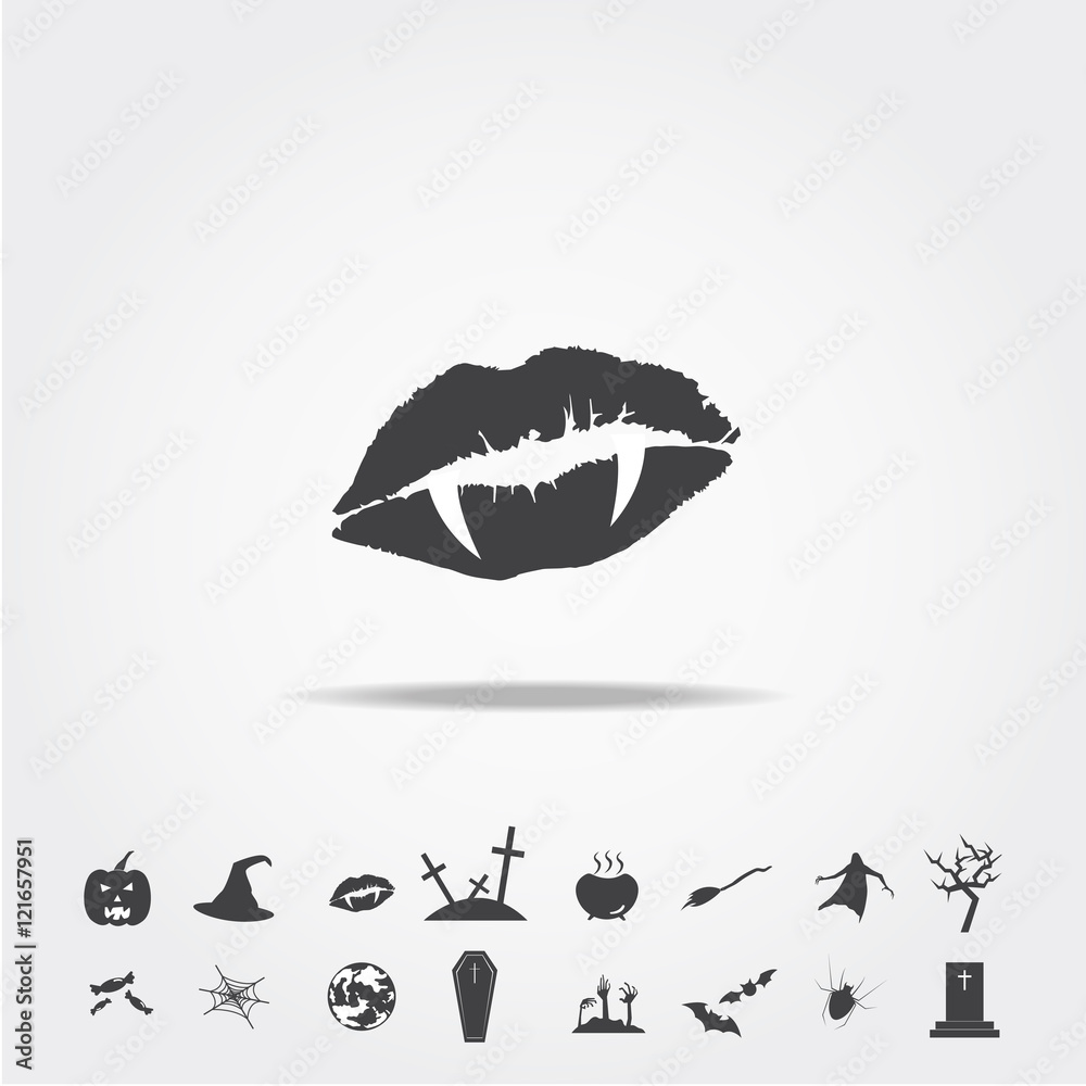 vampire fangs halloween icon set Stock Vector | Adobe Stock