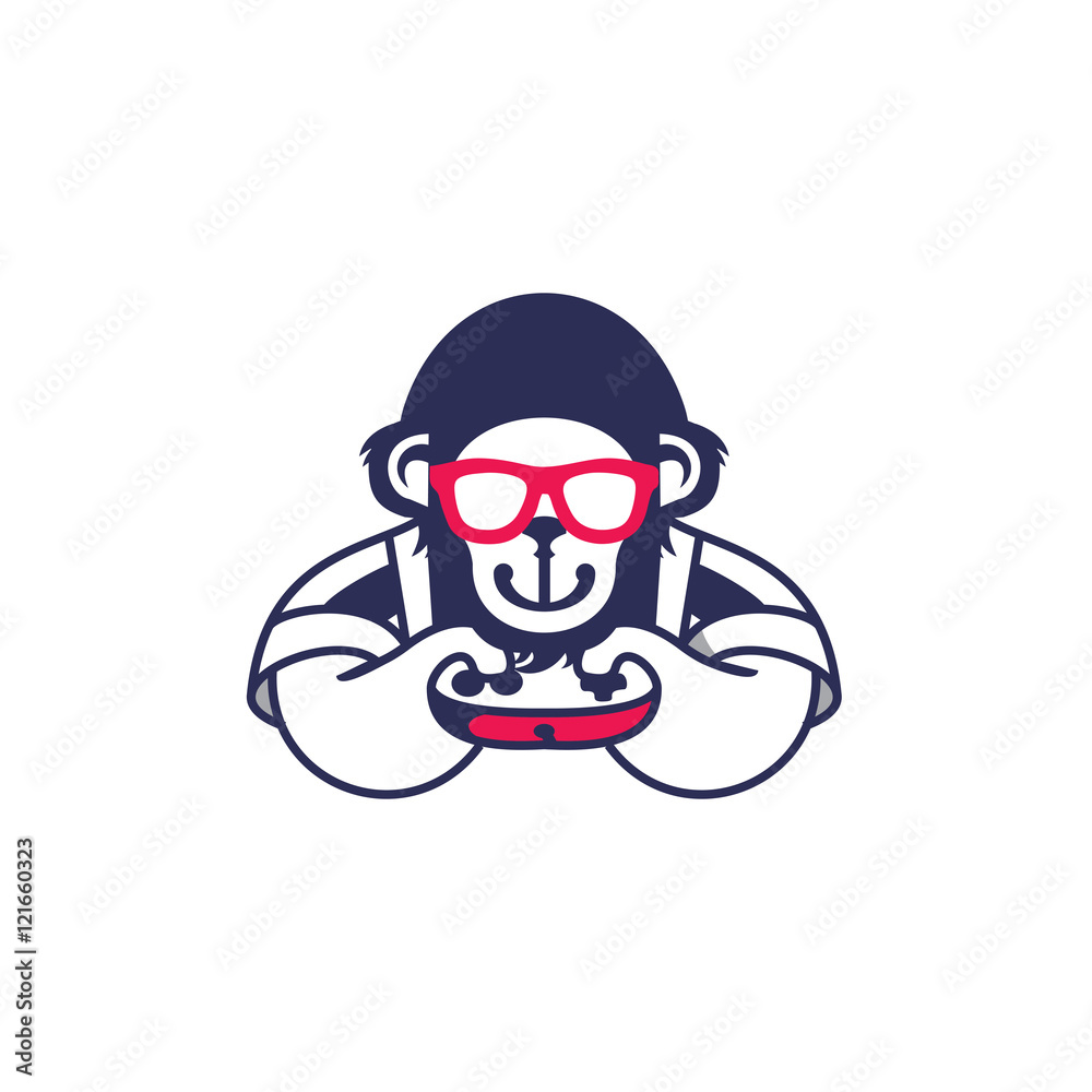Gamers Monkey Character Illustration Logo Vector Image Stock Vector ...