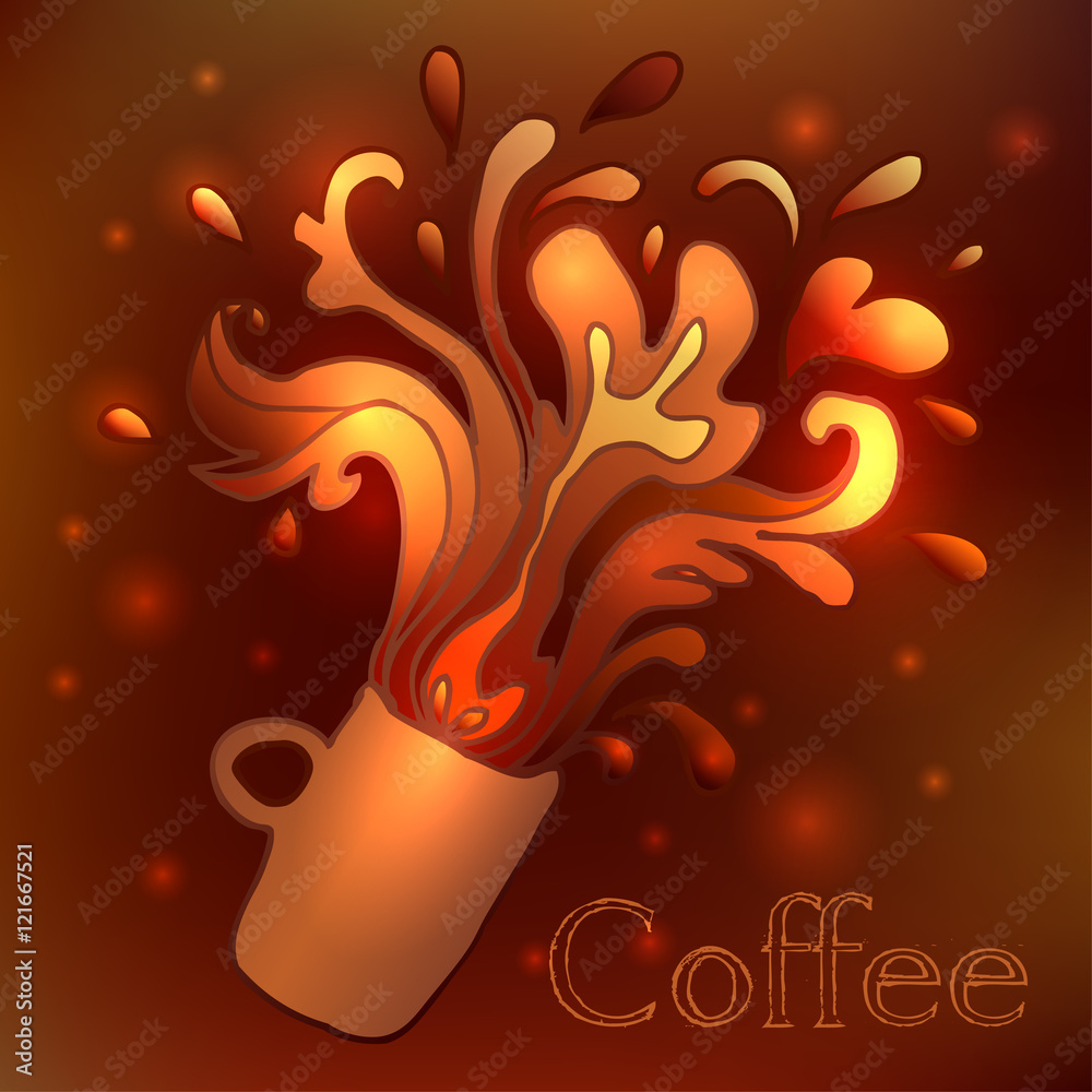 Cup of coffee with splash. Stock Vector | Adobe Stock