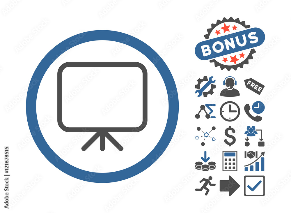 Presentation Screen icon with bonus pictograph collection. Vector ...