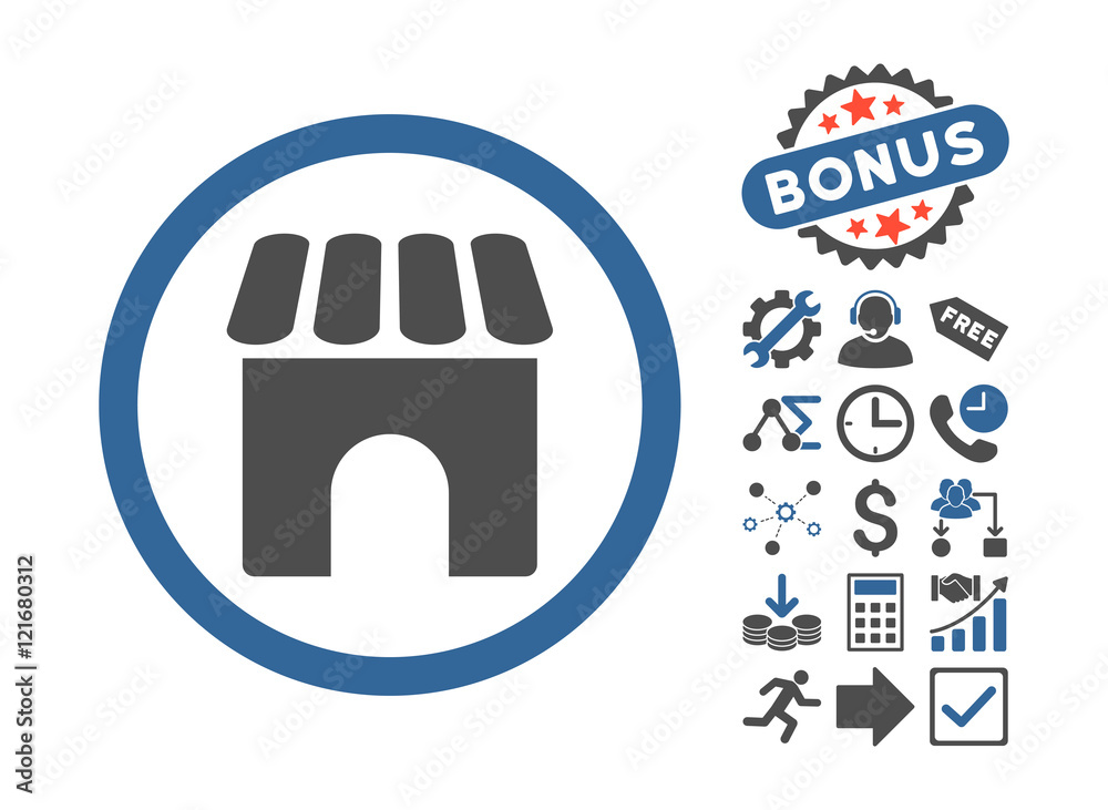 Shop icon with bonus elements. Vector illustration style is flat iconic ...