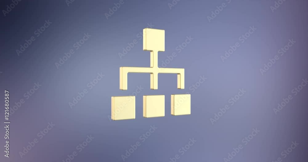 Animated Hierarchy Network Gold 3d Icon Loop Modules for edit with ...