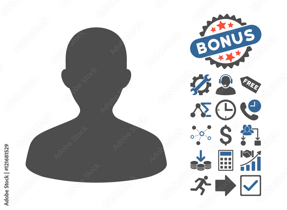 User icon with bonus elements. Vector illustration style is flat iconic ...