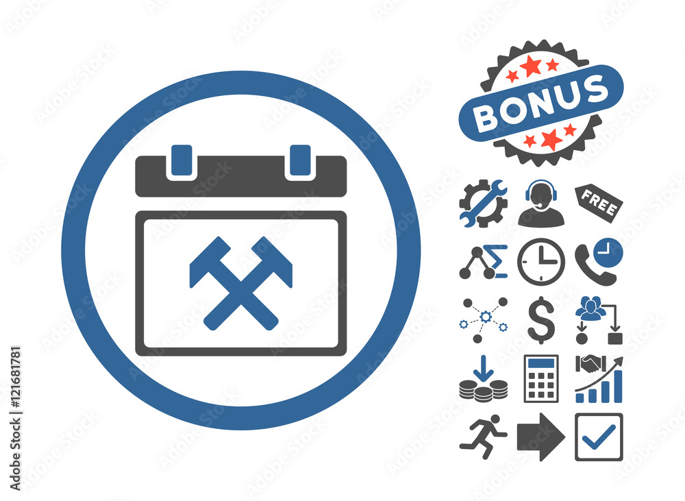 Working Calendar Day icon with bonus pictograph collection. Vector ...