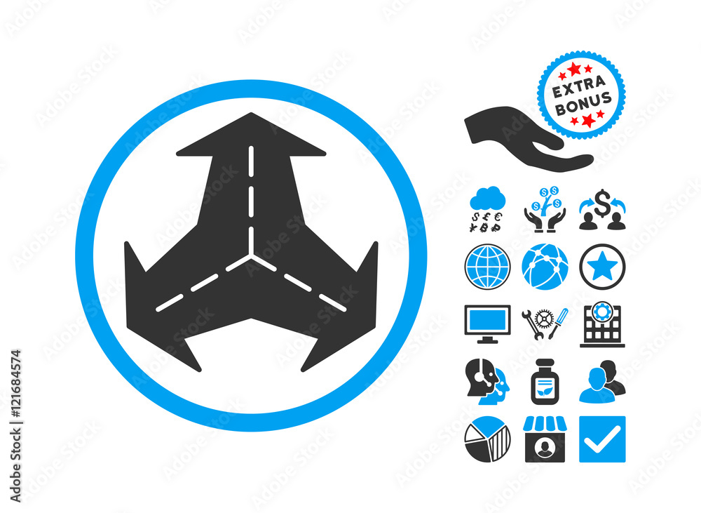 Intersection Directions pictograph with bonus symbols. Vector ...