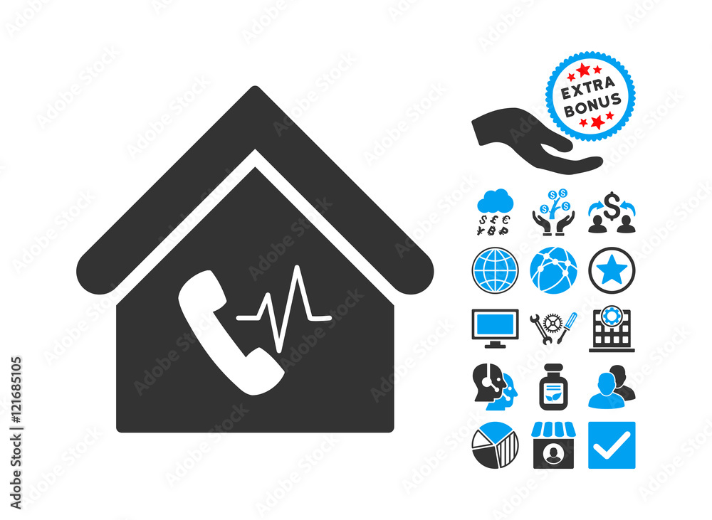 Phone Station Building pictograph with bonus images. Vector ...