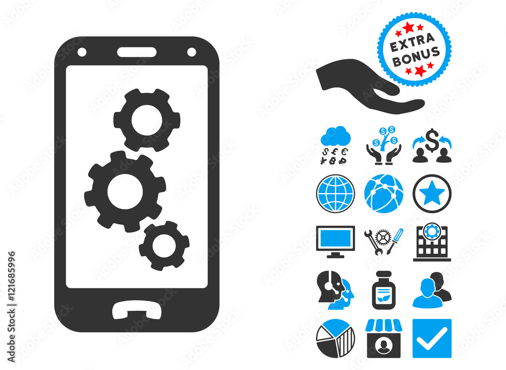 Smartphone Settings icon with bonus pictograph collection. Vector ...
