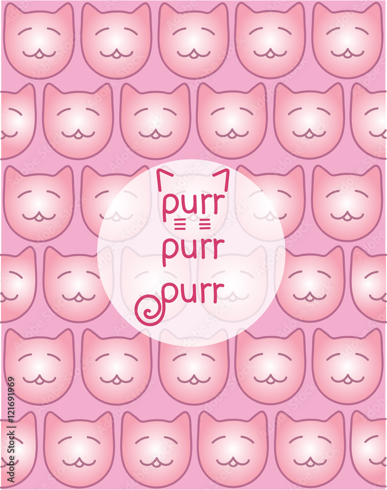 vector pink background with cute kitty and labeled purr purr purr logo ...
