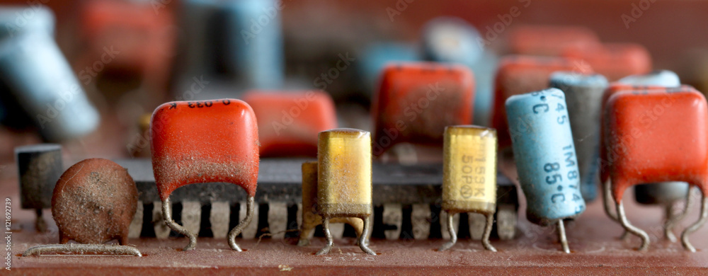 Part of old vintage printed circuit board Stock Photo | Adobe Stock Part of old vintage printed circuit board Stock Photo | Adobe Stock