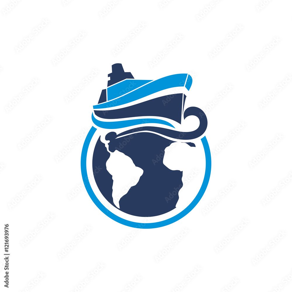 Ship Sea World Logo Vector Image Icon Stock Vector | Adobe Stock