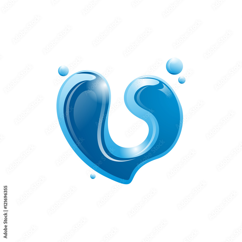 V Water Logo Vector Image Icon Stock Vector | Adobe Stock