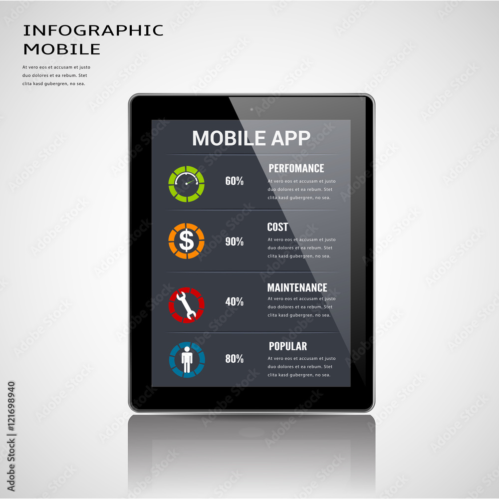 Mobile apps information infographic template.Can used for infographic ...
