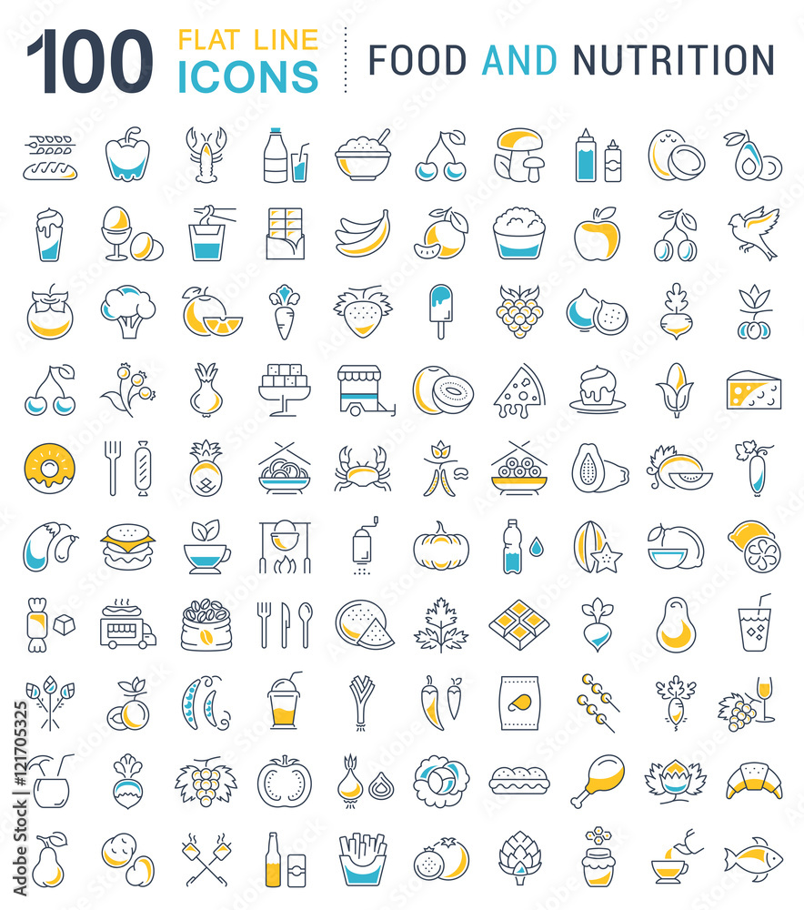 Set Line Icons Food Stock Vector | Adobe Stock