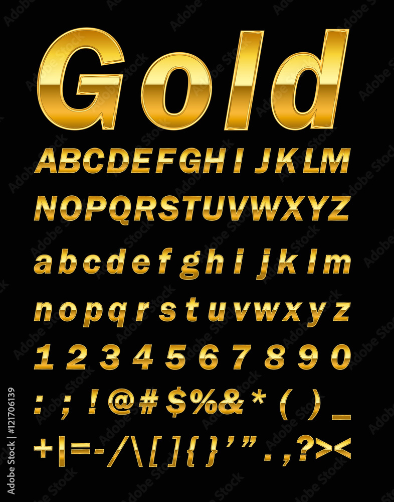 gold alphabet set Stock Vector | Adobe Stock