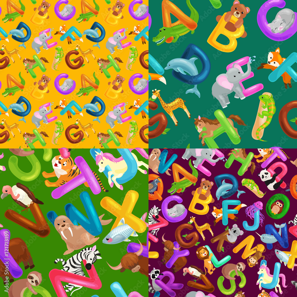 animals alphabet set for kids abc education in preschool. Stock Vector ...