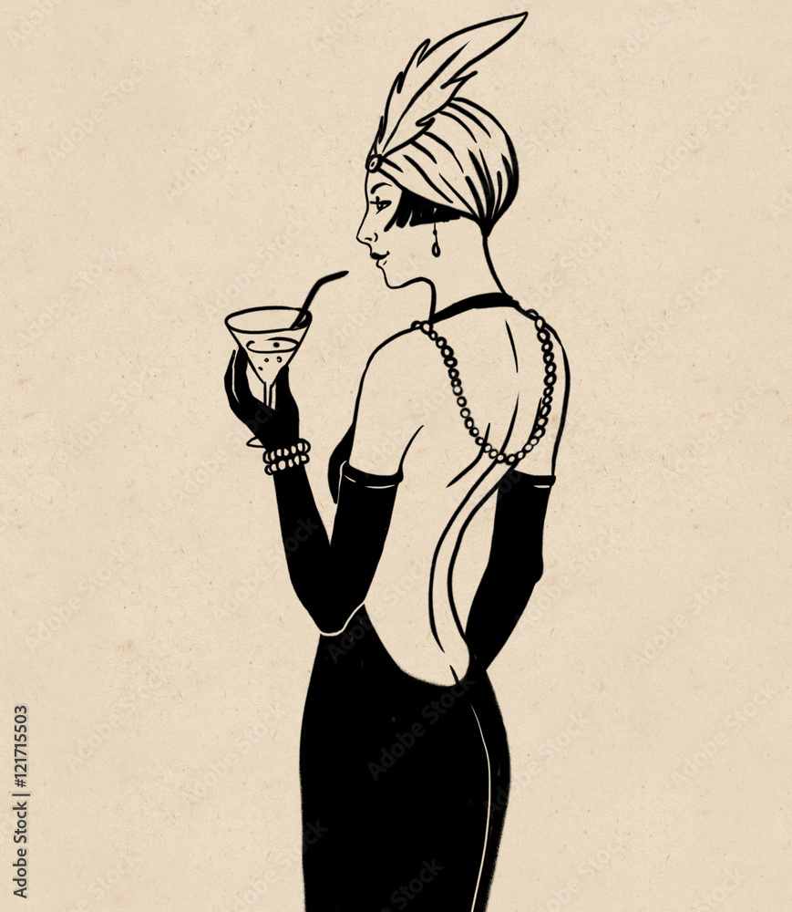 Poster Flapper girl: Retro party invitation design – Wall Art | UkPosters