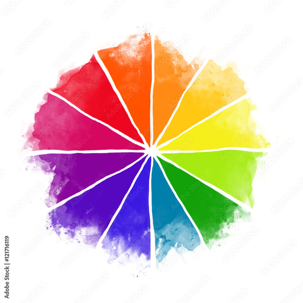 Handmade color wheel. Isolated watercolor spectrum. Stock Illustration ...