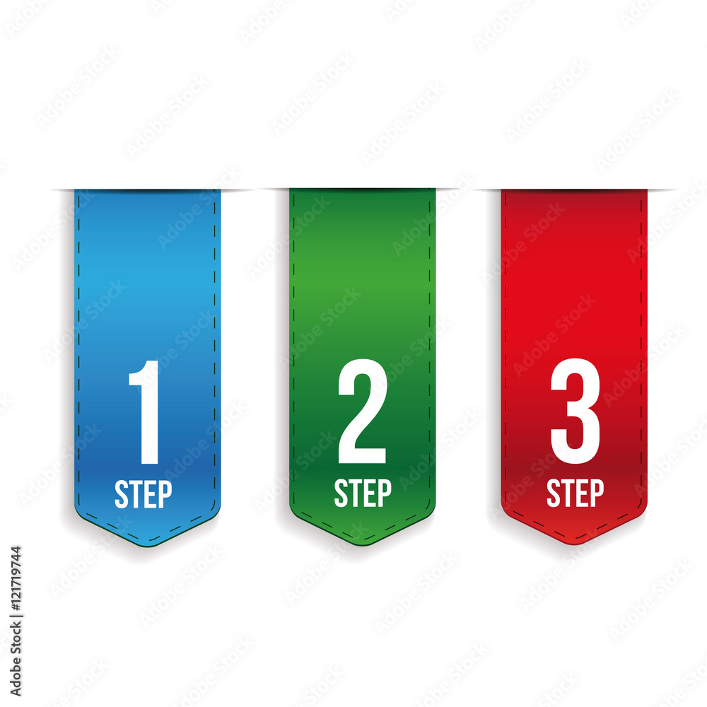Step One, Two, Three progress vector Stock Vector | Adobe Stock