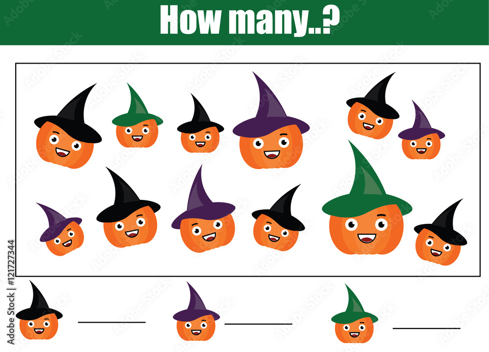 Counting educational children game, kids activity. How many objects ...