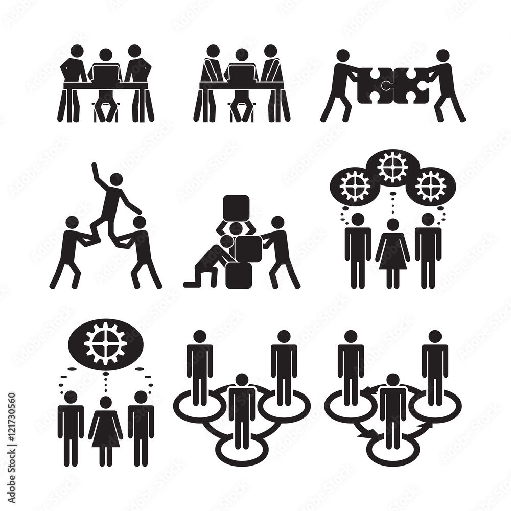 Teamwork icons set Stock Vector | Adobe Stock