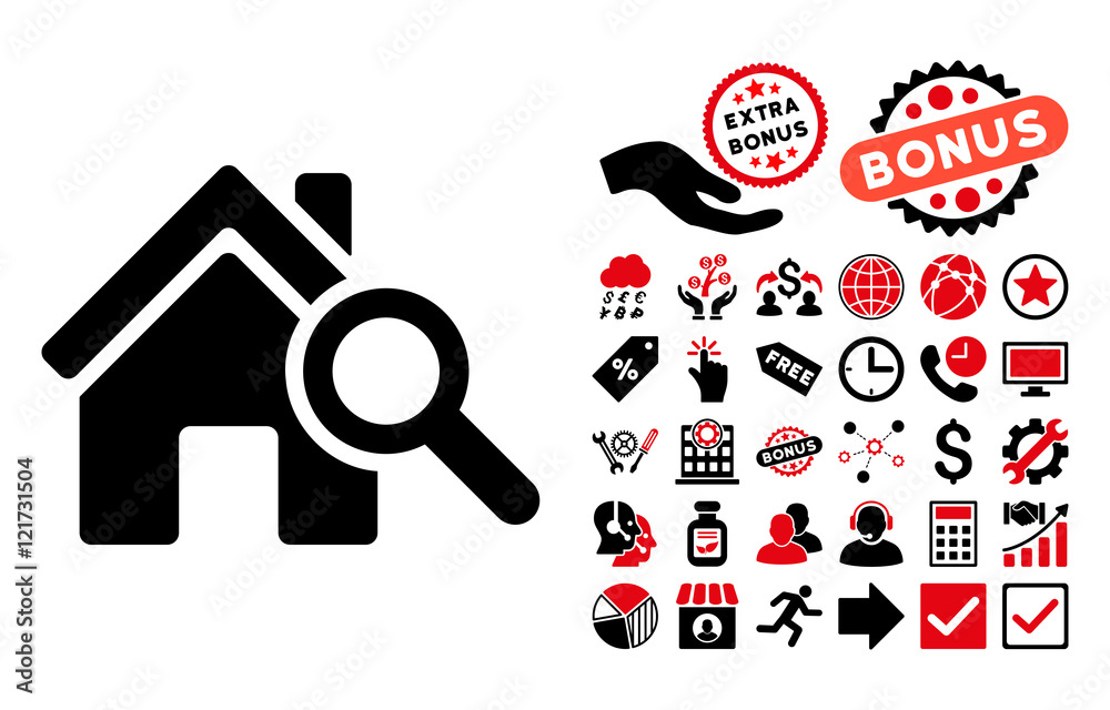 Explore House pictograph with bonus pictures. Vector illustration style ...