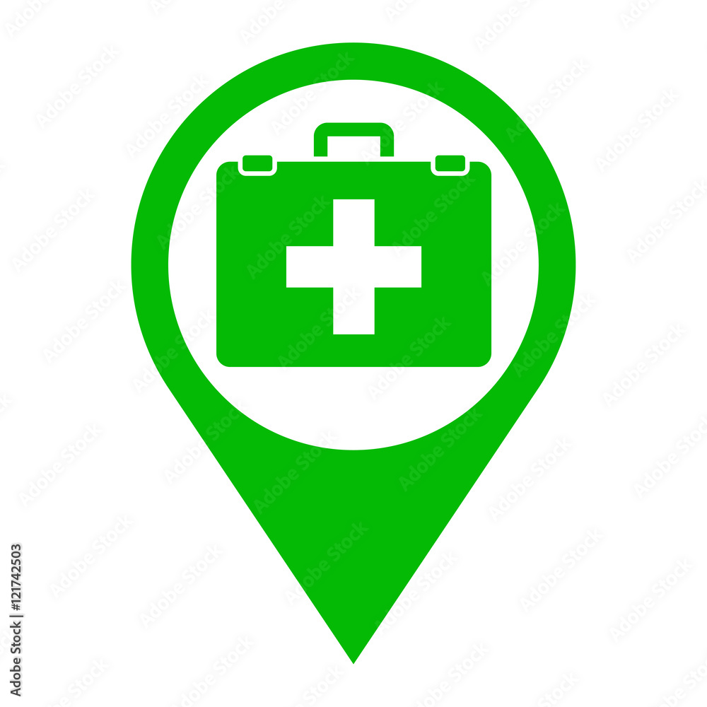 Icono plano localizacion botiquin verde Stock Illustration | Adobe Stock