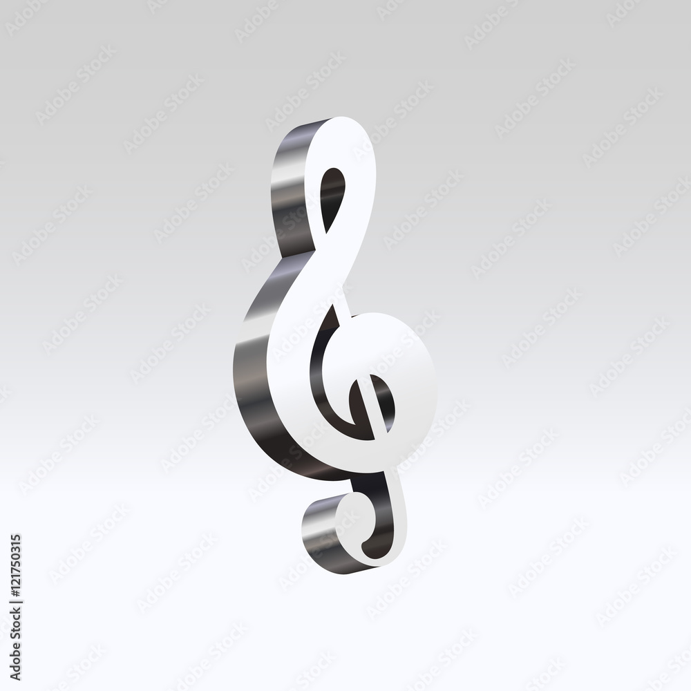 Vector silver treble clef 3D style Stock Vector | Adobe Stock