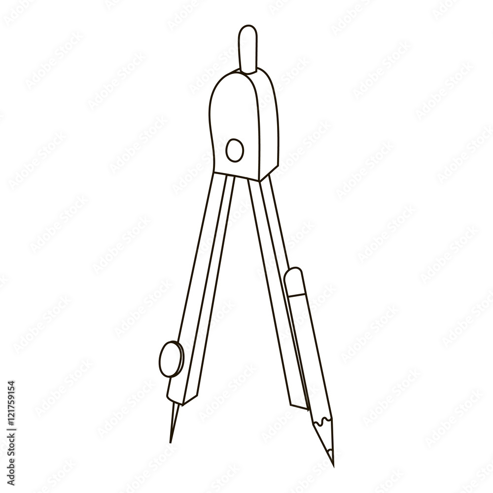 Drawing compass icon in outline style isolated on white background ...