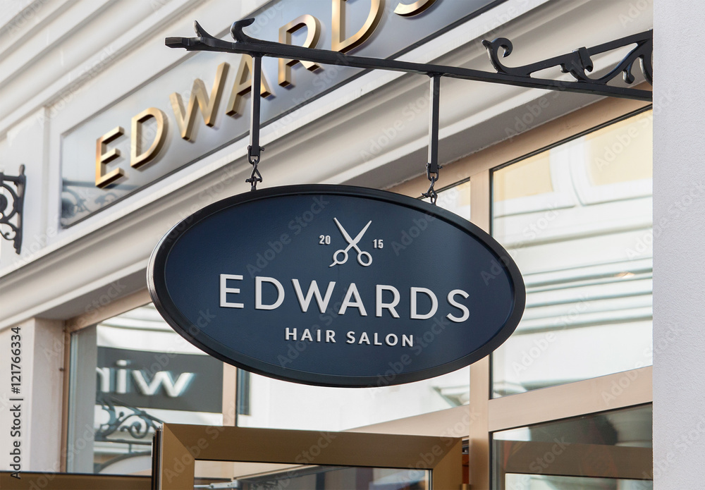 Hanging Wall Sign Mockup 02 Stock Template | Adobe Stock