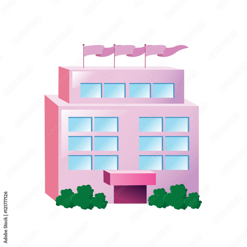 Icon big pink building Stock Vector | Adobe Stock