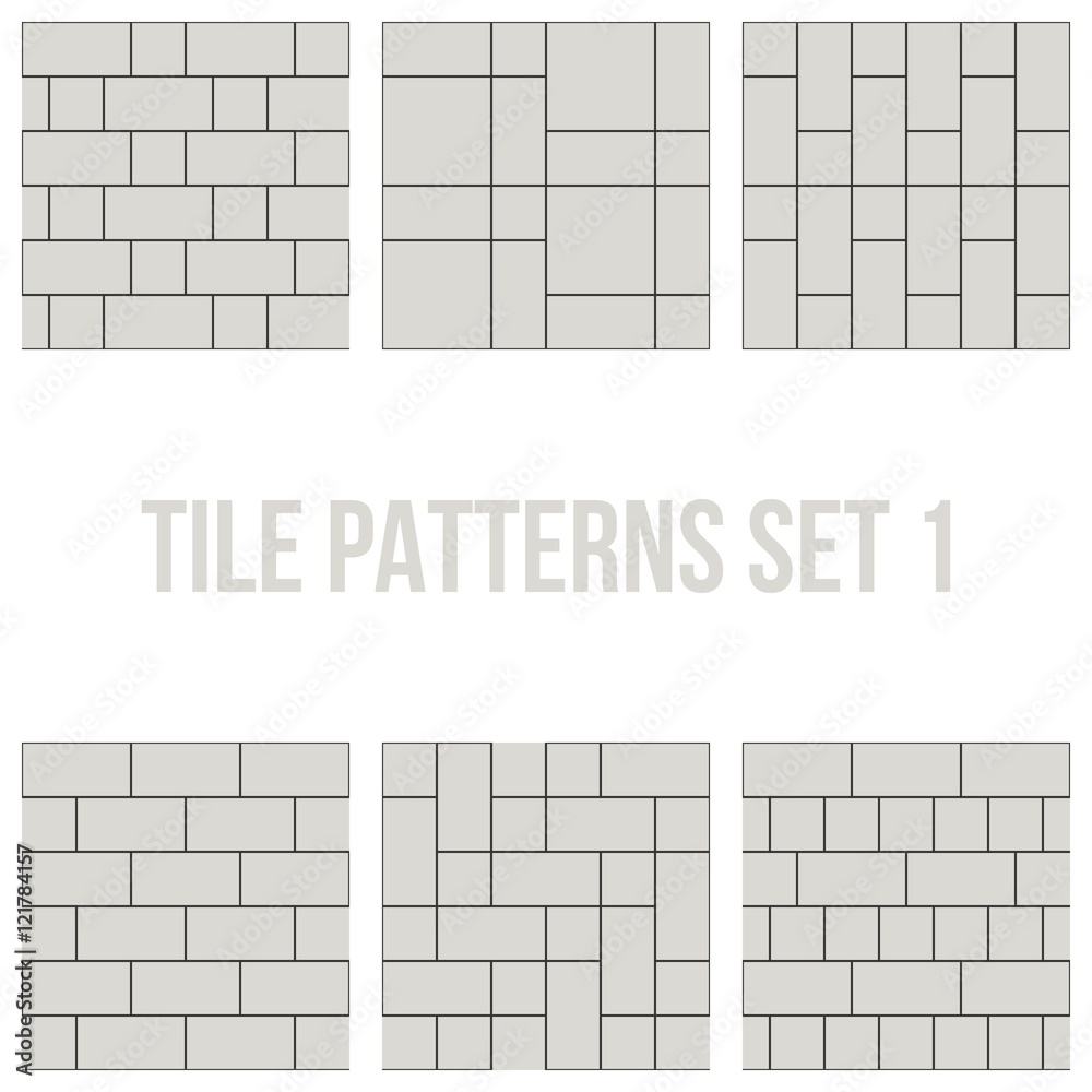 Set of thin line seamless pattern brick tile, use for background, path ...