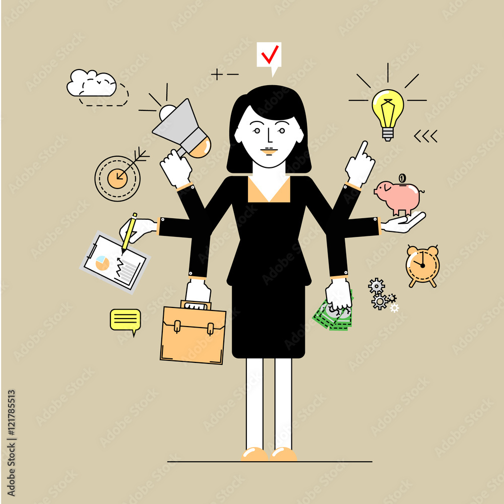 Multitasking. Business woman has time to do a lot of things at once ...